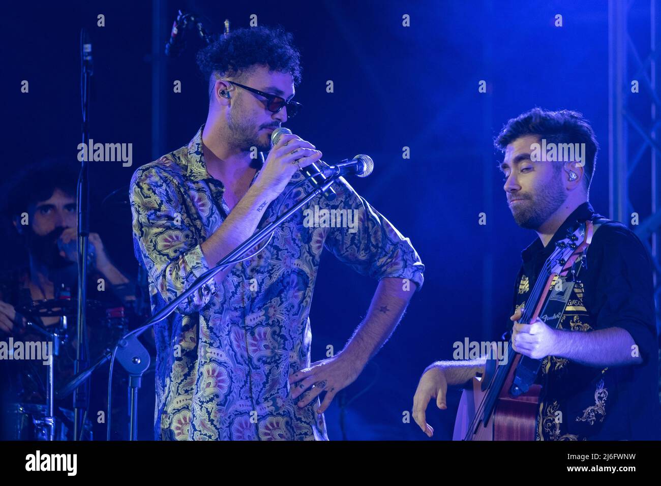 Live performs of Italian rappers Carl Brave on 23rd August 2021 for his ...