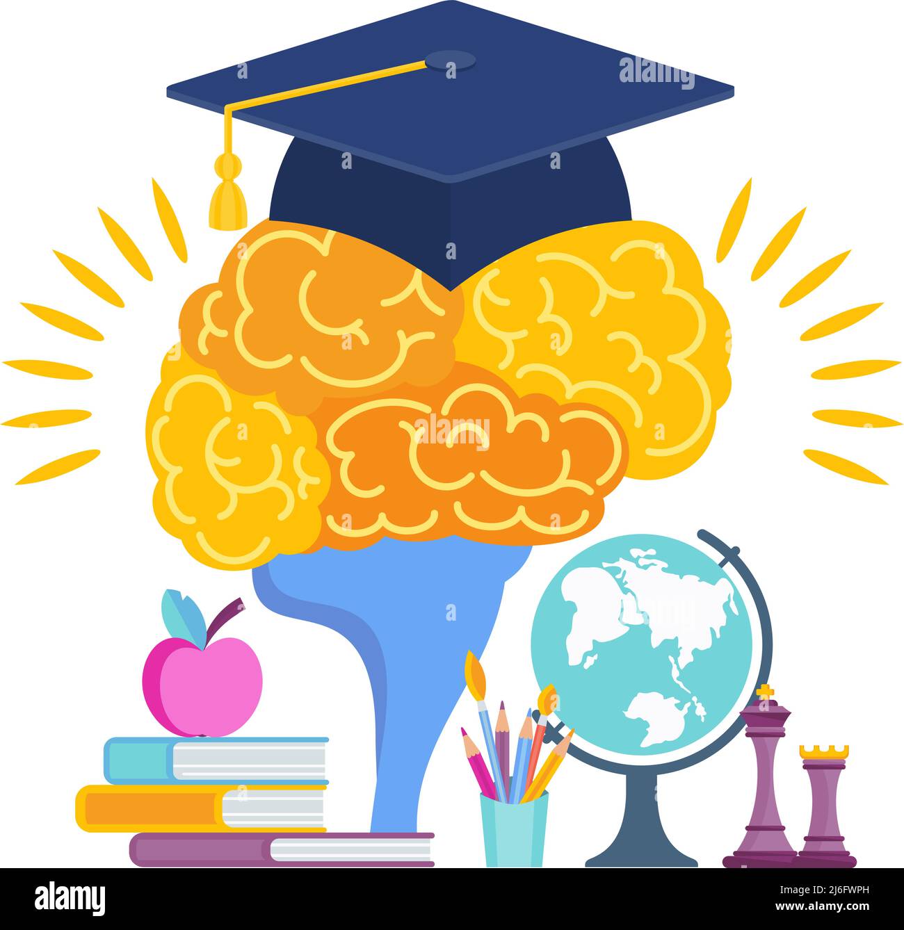 Brain and cap university graduate cap. Graduation gown Stock Vector ...