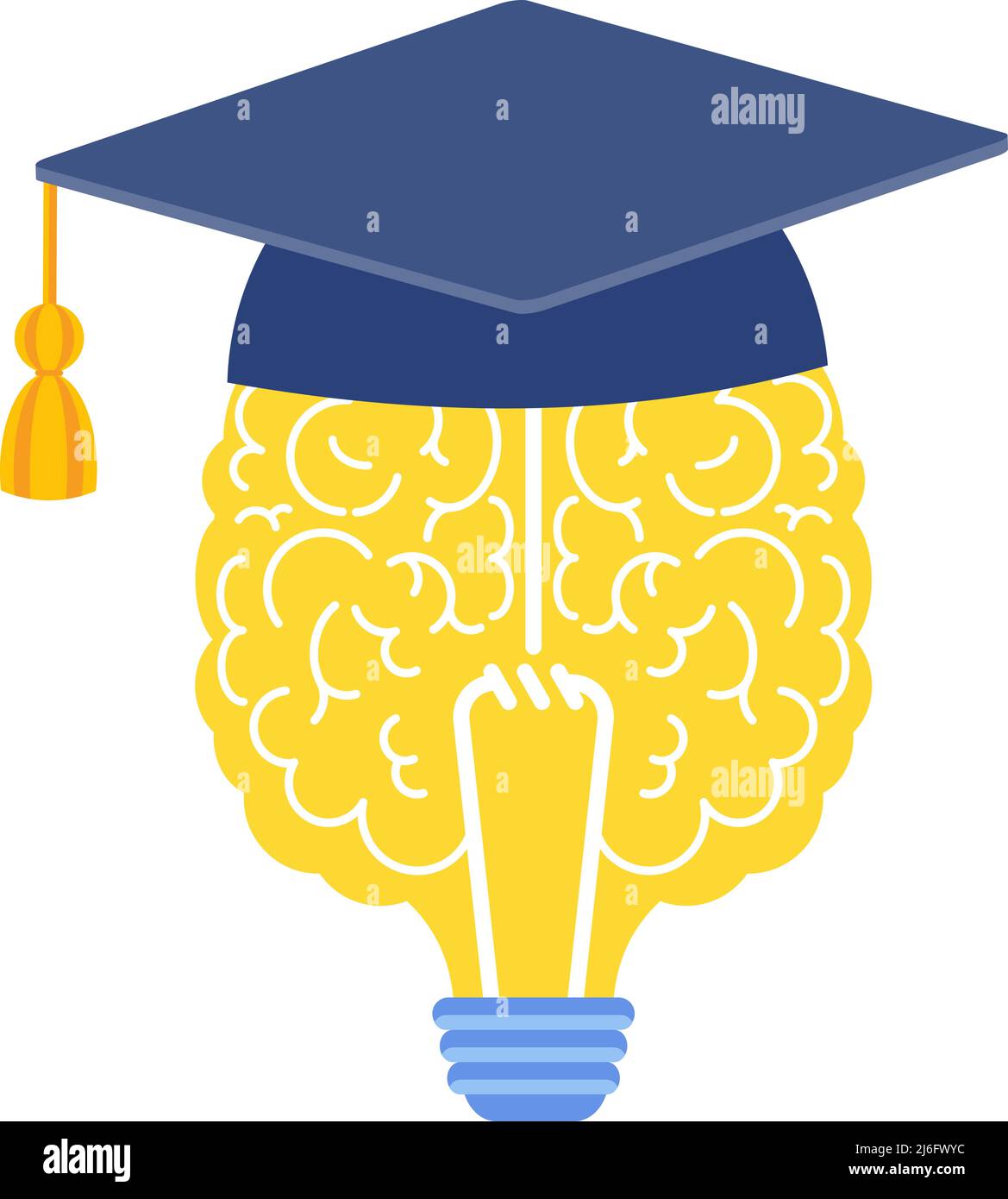 Brain and cap university graduate cap. Graduation gown Stock Vector ...