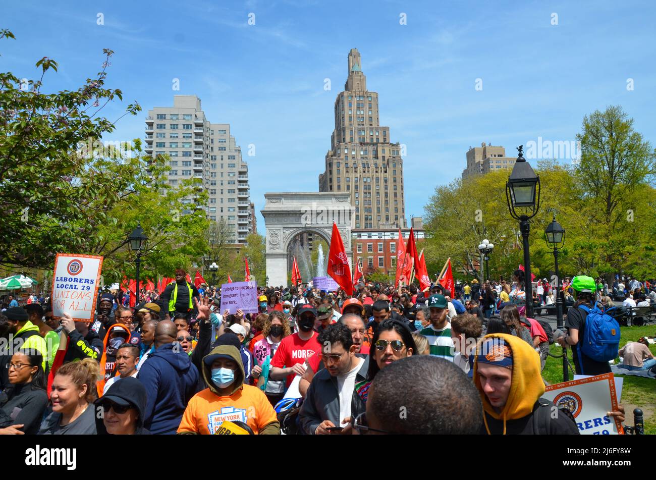 Worker with banner hi-res stock photography and images - Alamy