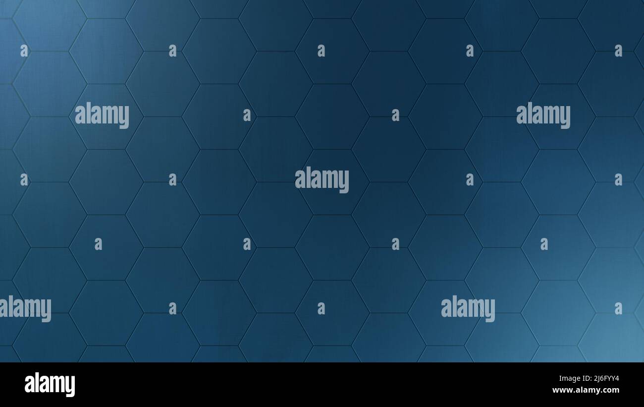 Dark blue hexagon or honeycomb pattern with light effect and metallic ...