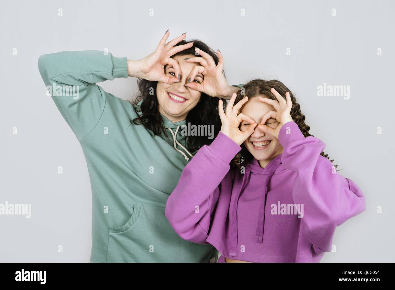 Portrait Of Happy Mom And Teen Daughter Spend Time Together Teenage