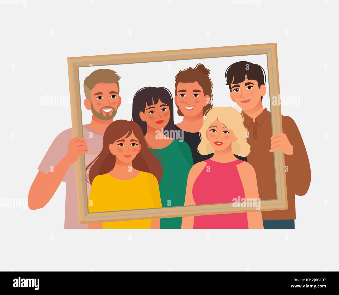 Group of young people, men and women, friends, friendship. Photo for ...