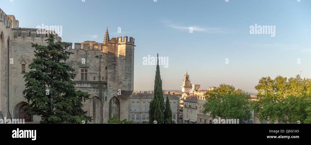 Palace of popes in Avignon in Provence. France. Panorama Stock Photo ...