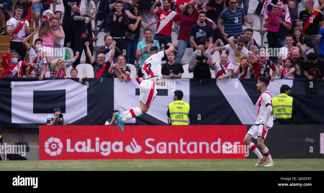 01 May 2022; Stadium Vallecas, Madrid, Spain; Men's La Liga Santander ...