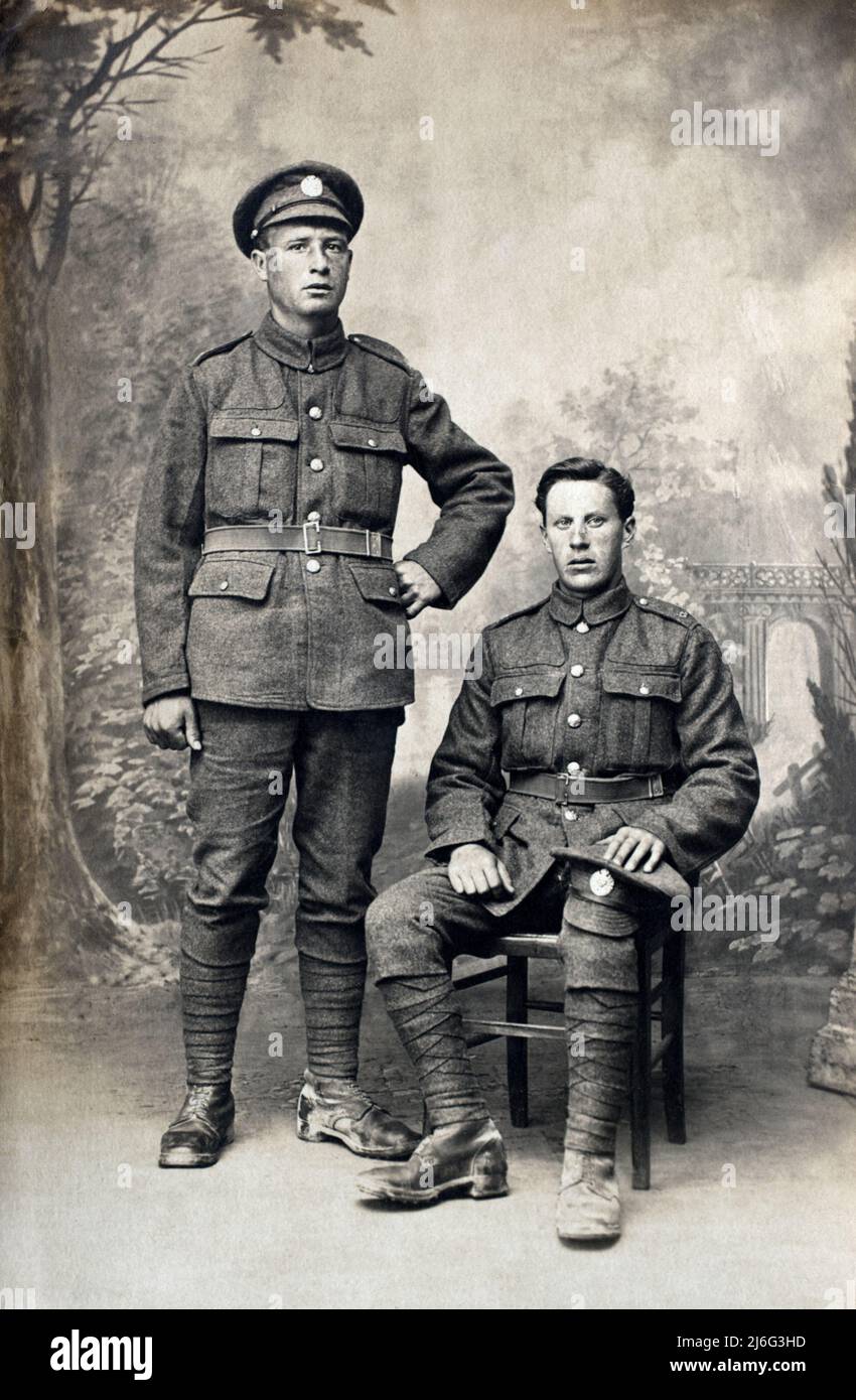 First World War era portrait of two British soldiers, Sappers in the ...