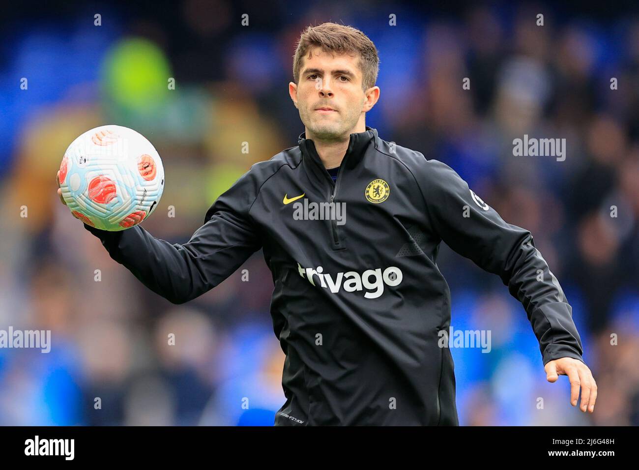Christian Pulisic #10 of Chelsea during the warm up for the game Stock ...