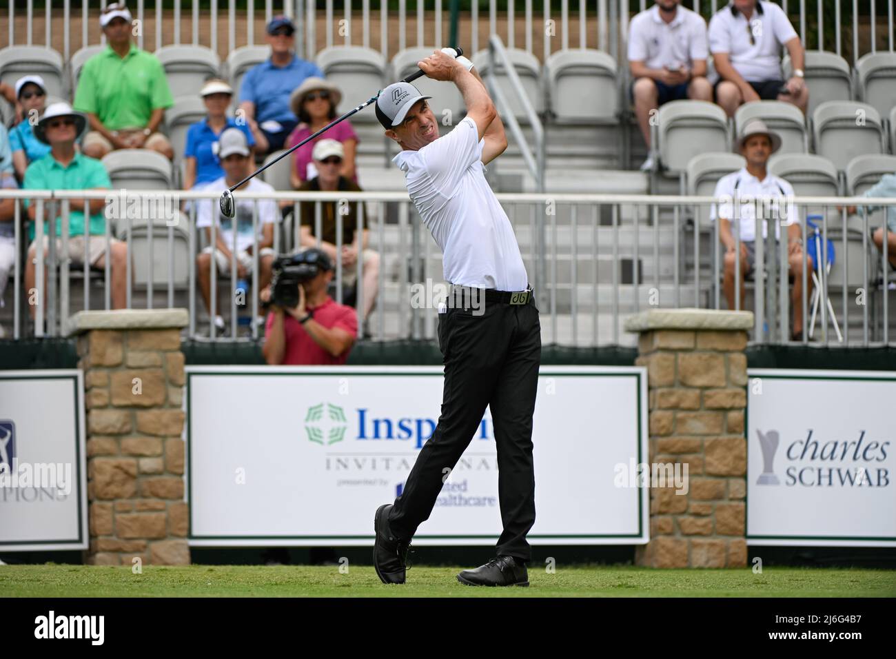 THE WOODLANDS, TX - MAY 01: Steven Alker watches his tee shot on 10 ...