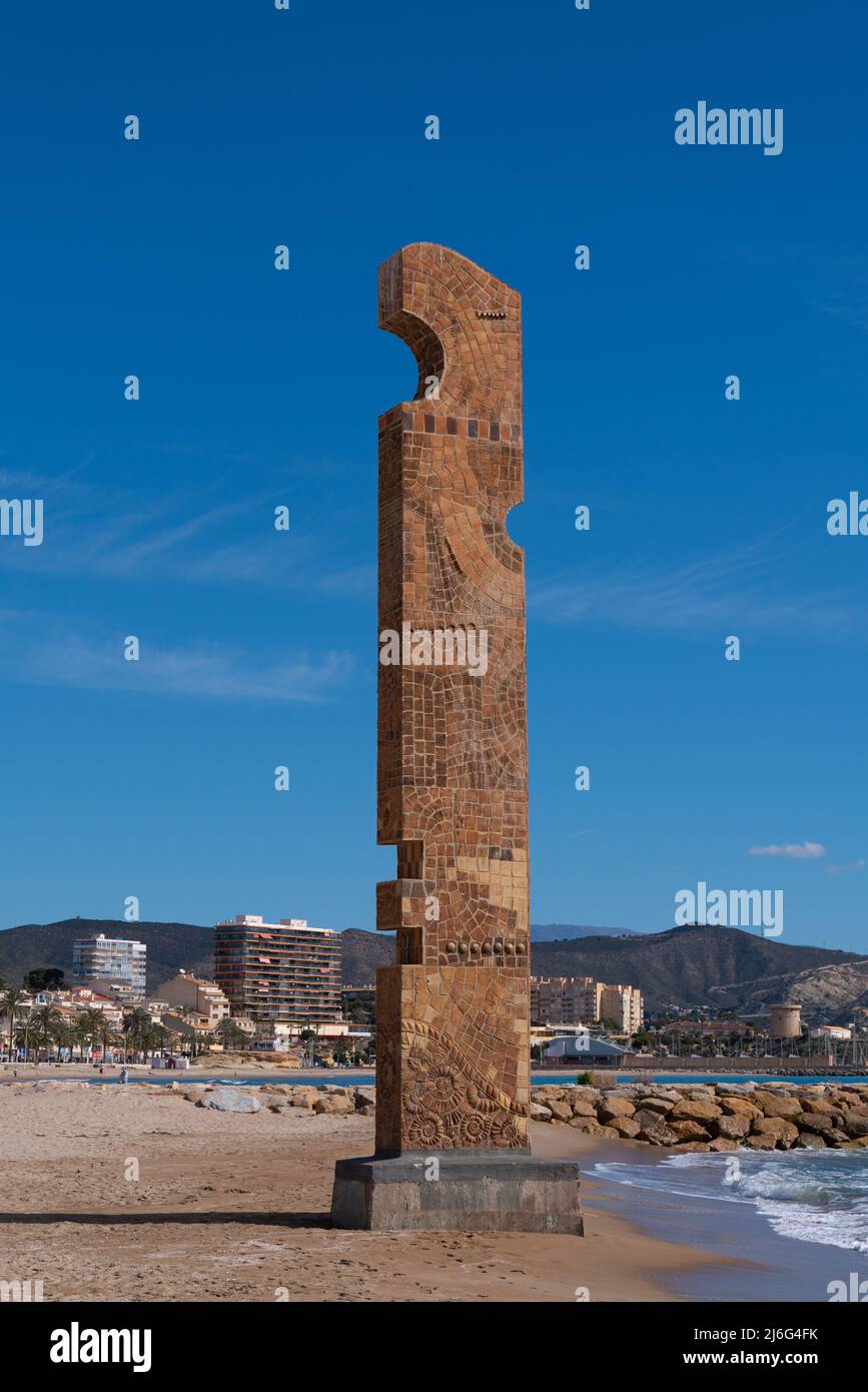 El Campello Spain beach Costa Blanca with memorial monument to ...