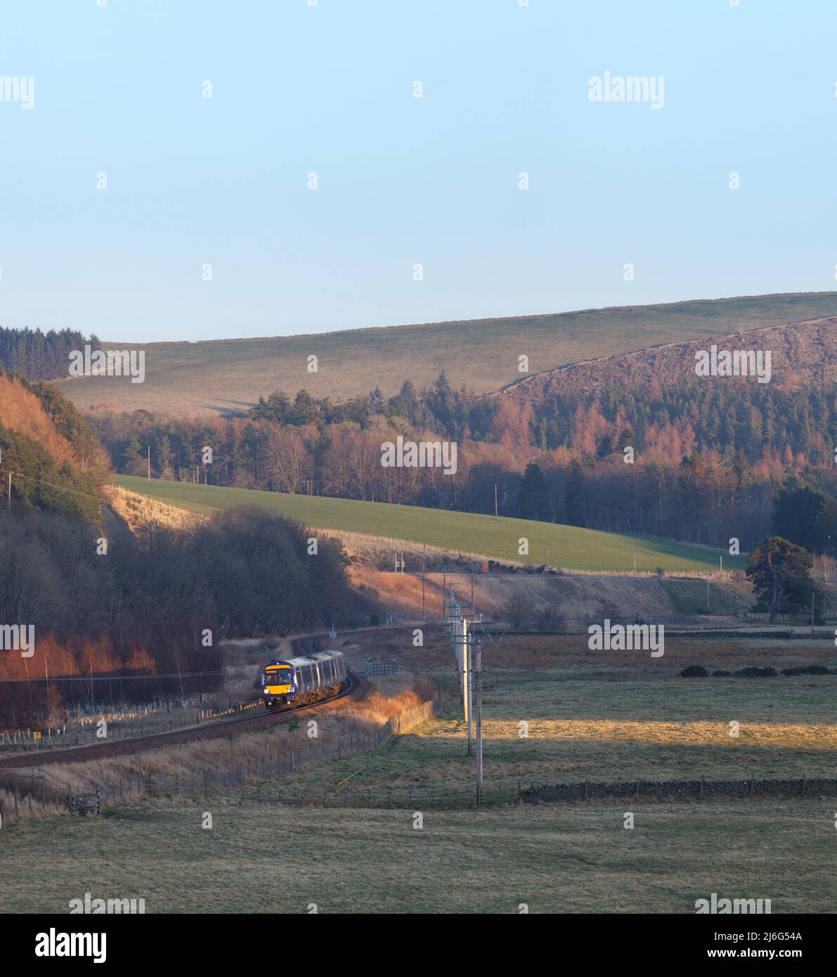 Scotrail class 170 DMU train 170408 passing the open countryside on the ...