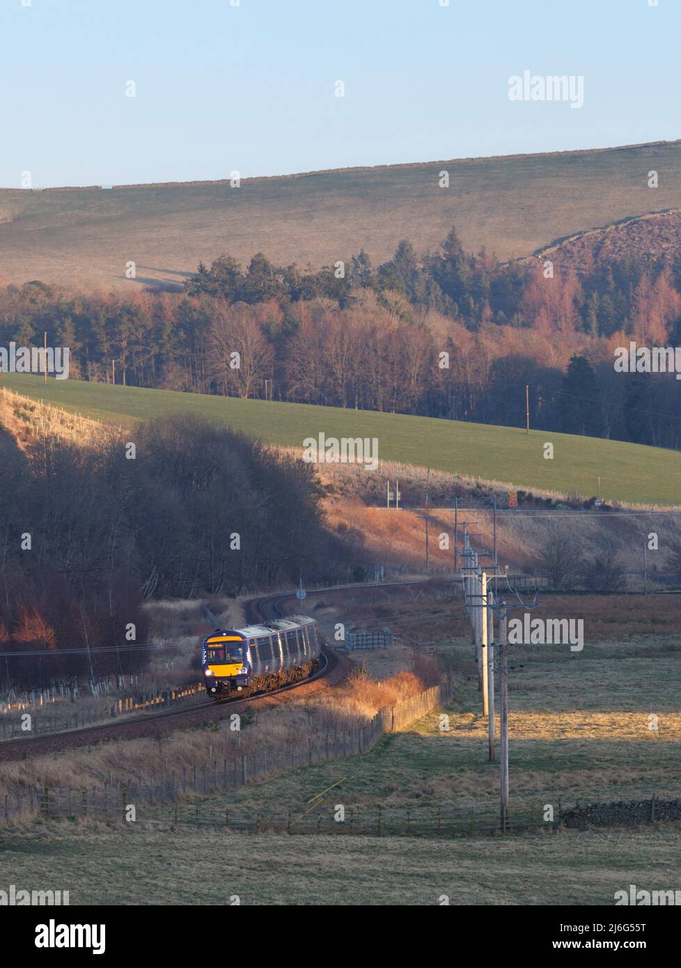 Scotrail class 170 DMU train 170408 passing the open countryside on the ...