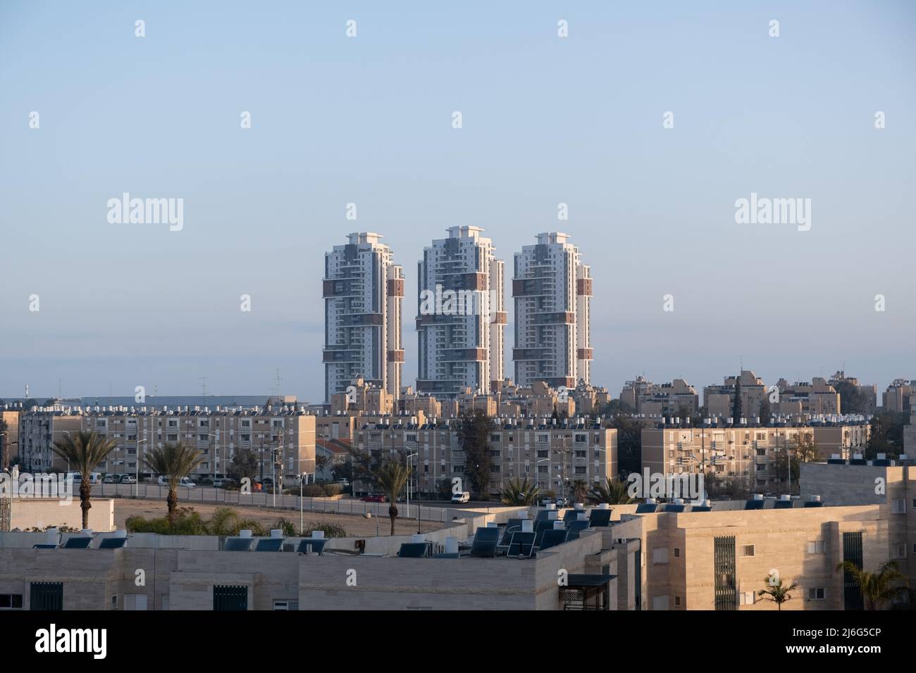 Contrast Architecture in south of Israel, morning in the city, modern ...