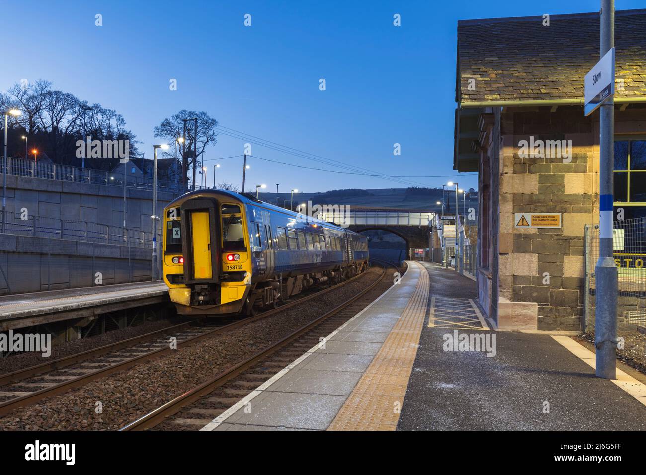 Stow railway station on the Borders railway, Scotland, UK. A Scotrail ...