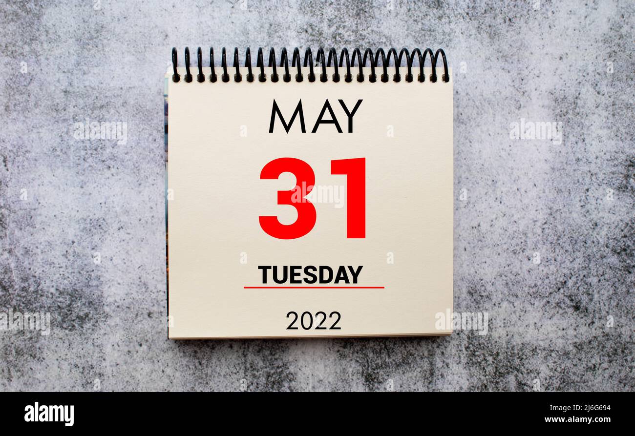 Save the Date written on a calendar - May 31 Stock Photo - Alamy