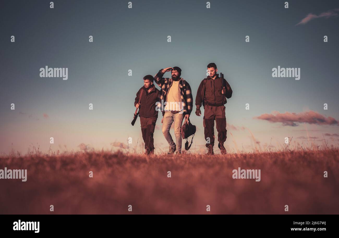 Autumn hunting season. Rifle Hunter Silhouetted in Beautiful Sunset ...