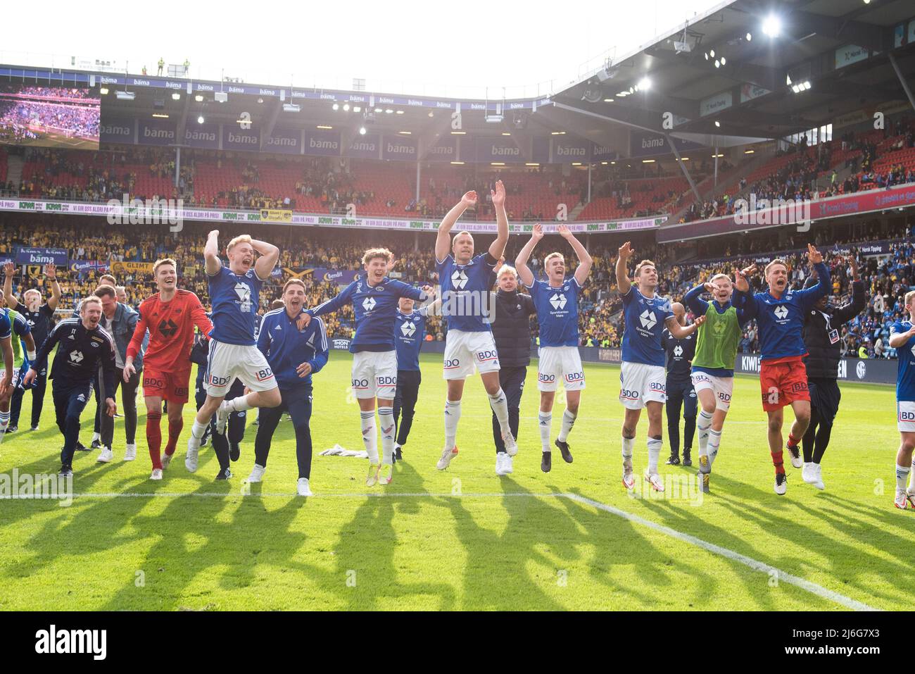Oslo, Norway. 01st, May 2022. The players of Molde are celebrating ...