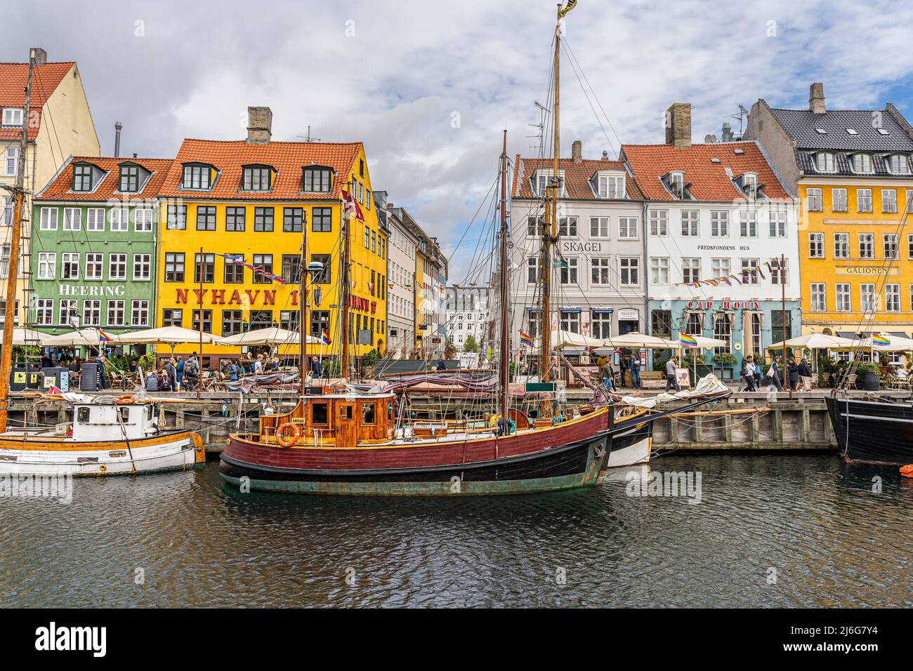 Beautiful aerial view of Nyhavn, canal and entertainment district in ...