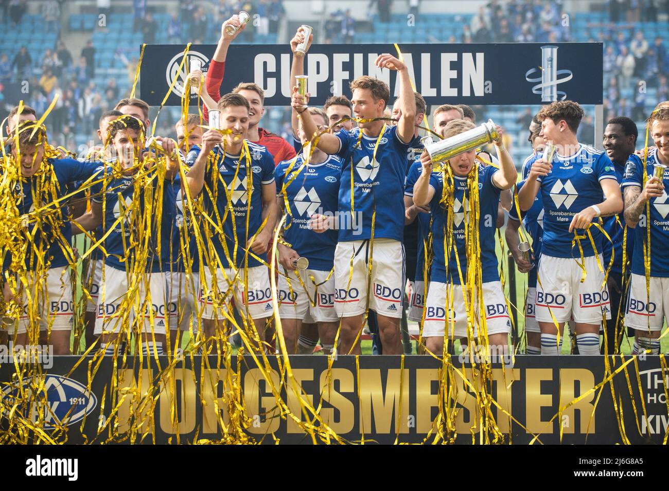 Oslo, Norway. 01st, May 2022. The players of Molde are celebrating ...