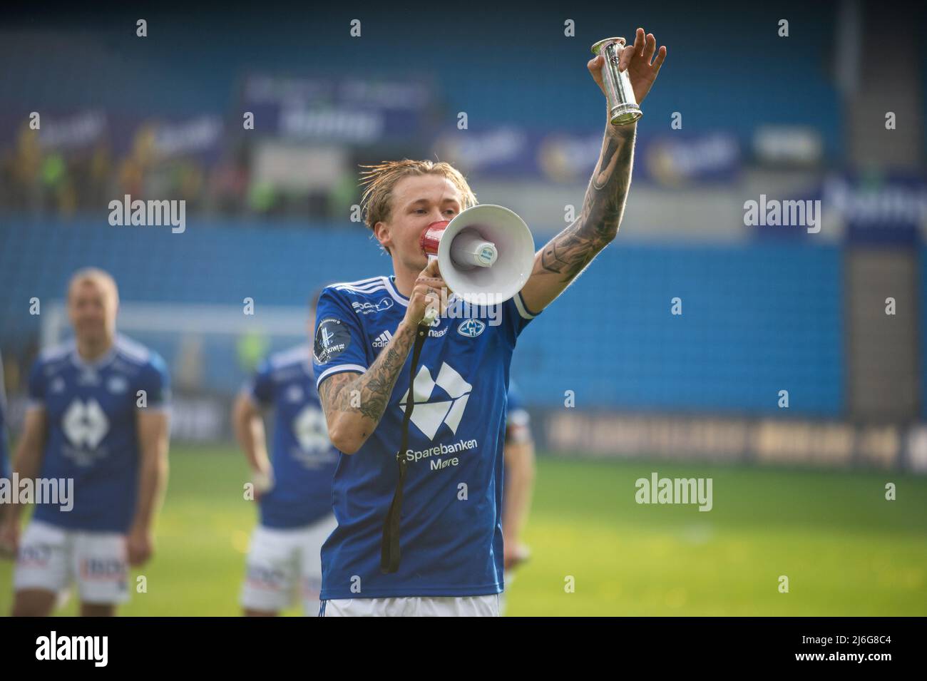 Oslo, Norway. 01st, May 2022. Birk Risa (3) of Molde seen celebrating ...
