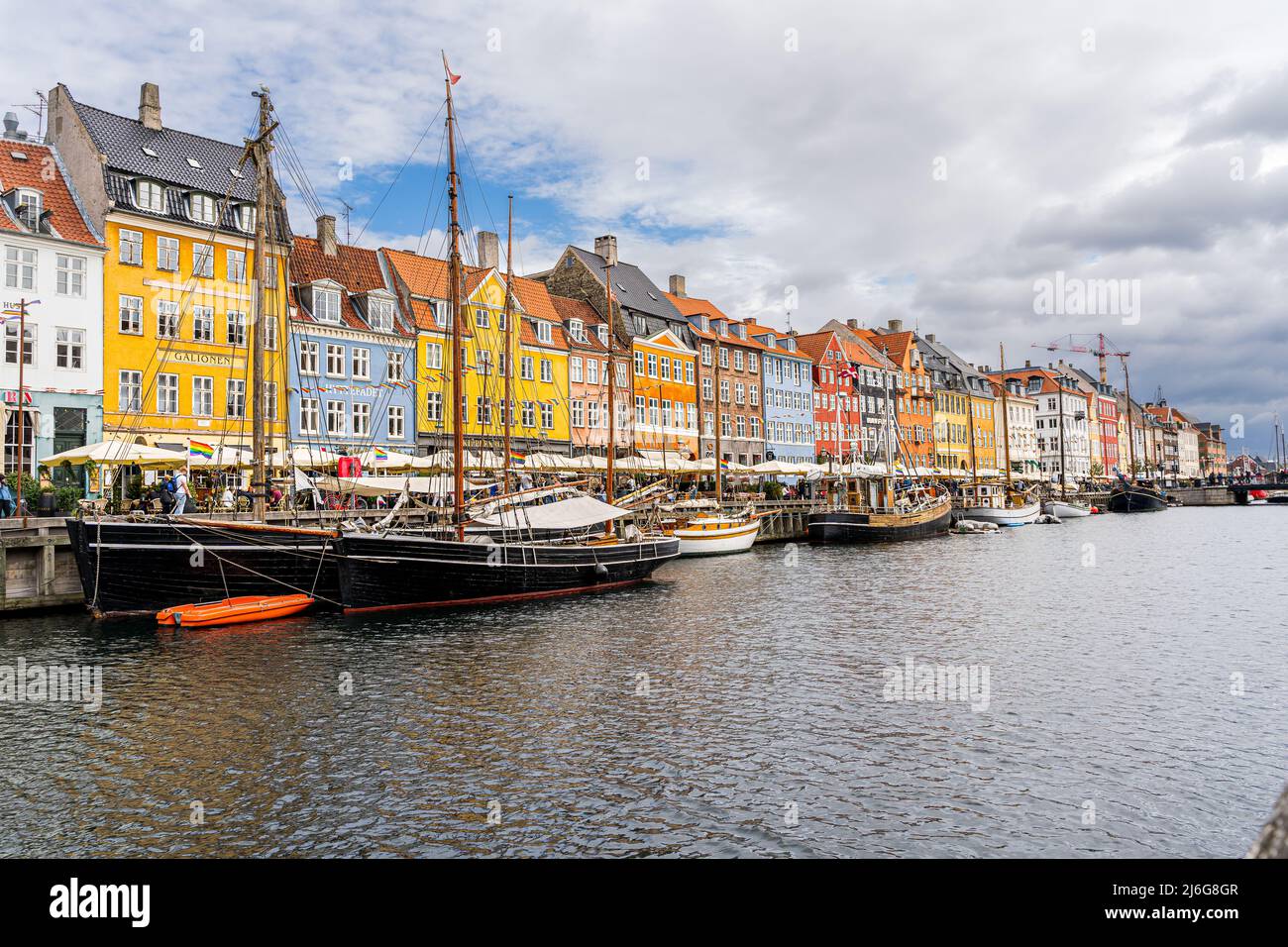 Beautiful aerial view of Nyhavn, canal and entertainment district in ...