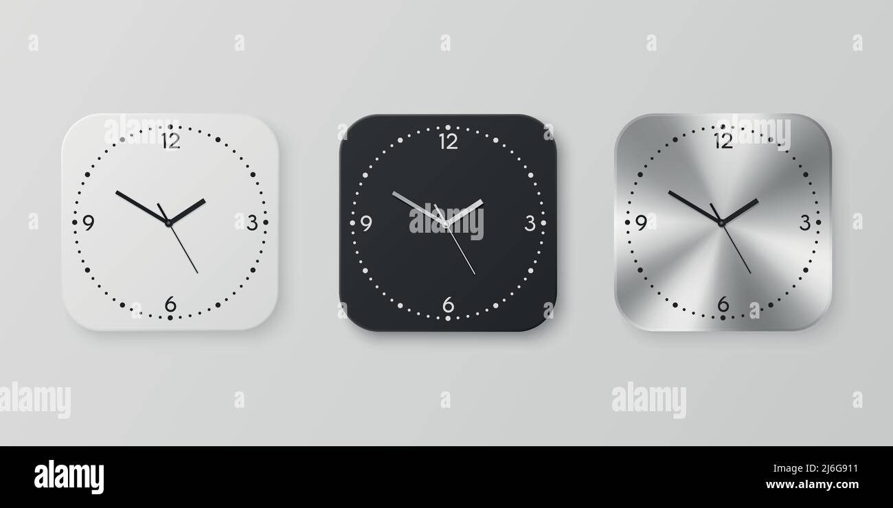 Vector 3d Realistic White, Black and Slver or Chrome Steel Wall Office ...