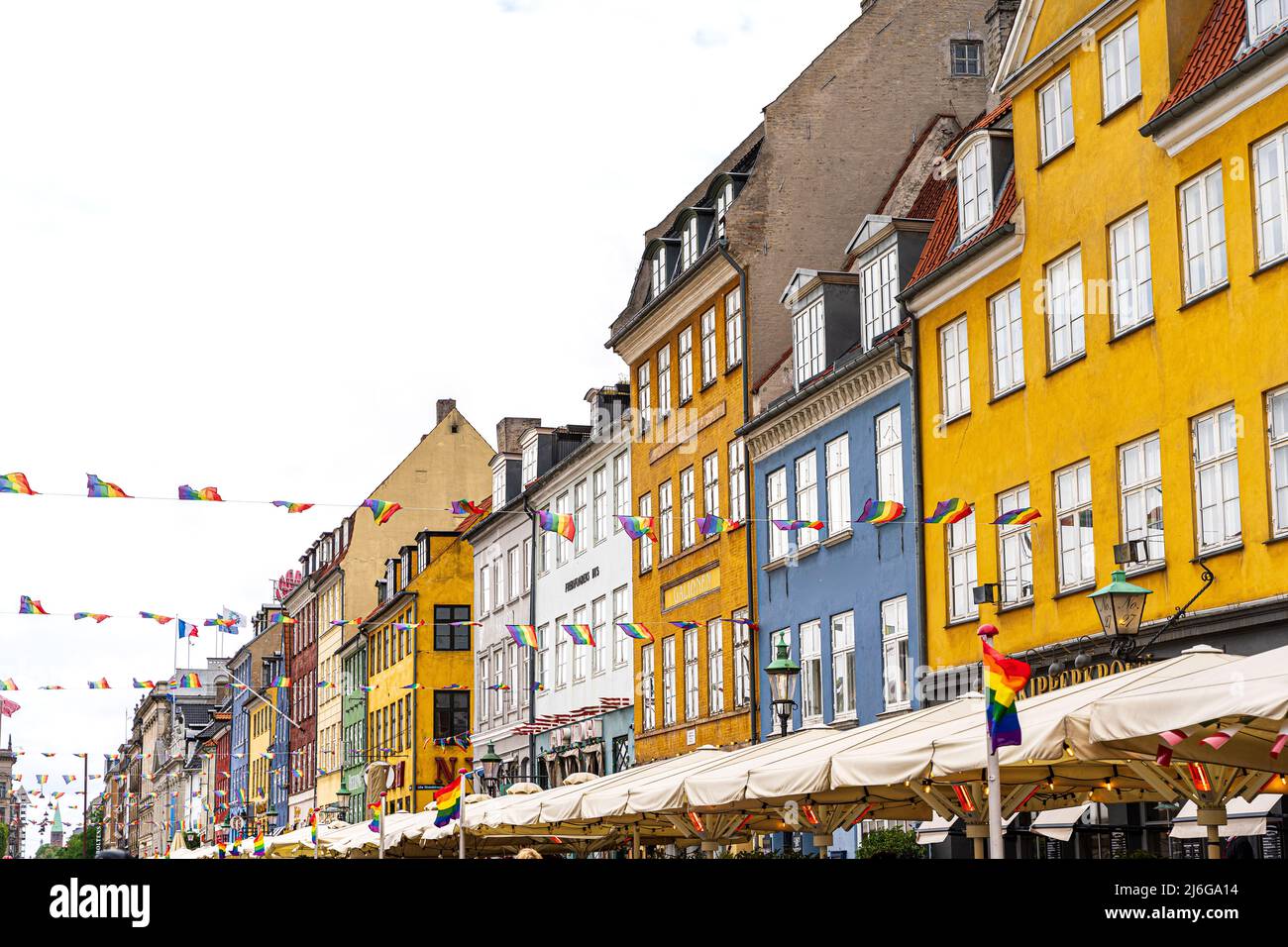 Beautiful aerial view of Nyhavn, canal and entertainment district in ...