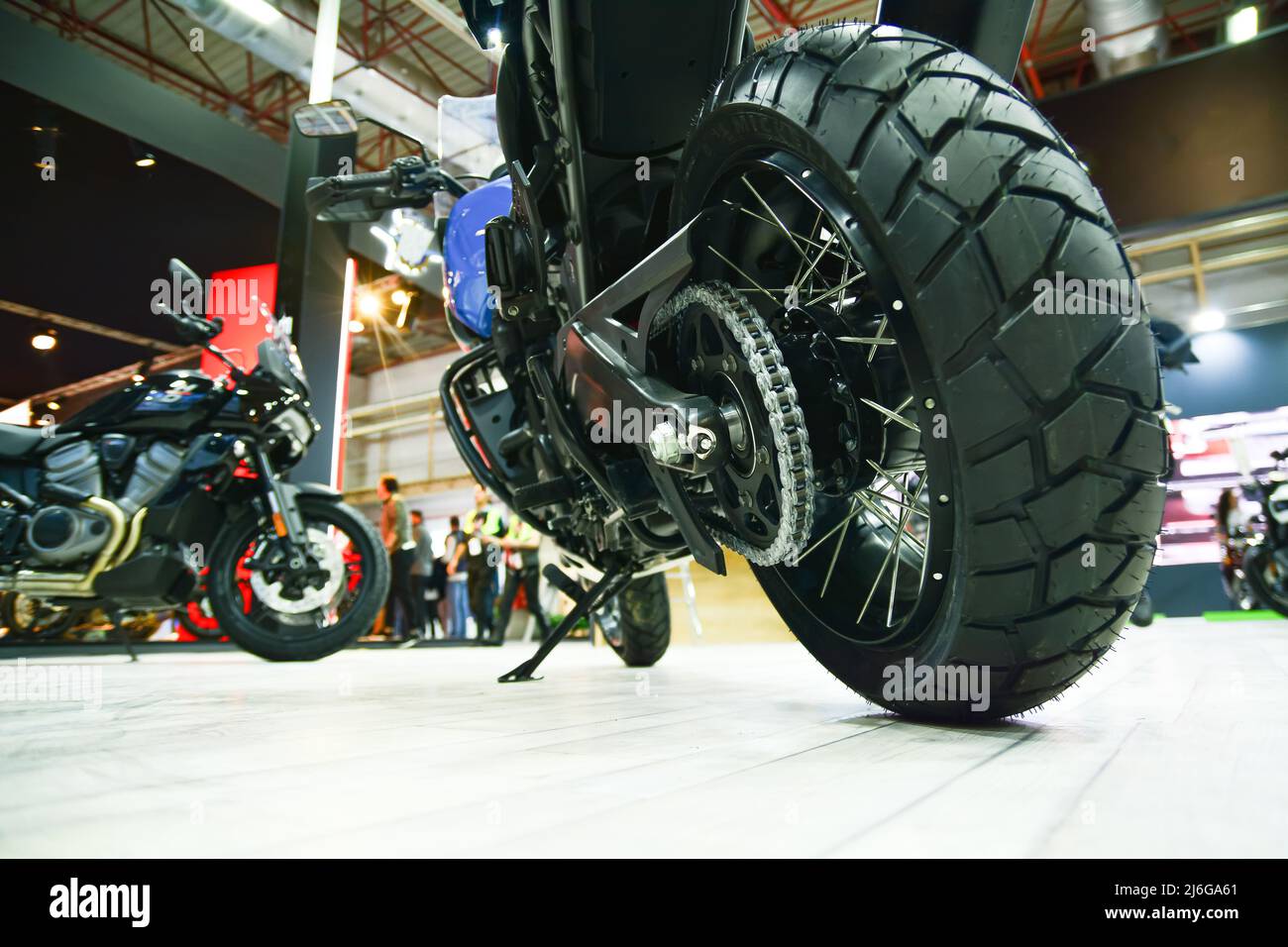 Back view of a motorcycle at the motorcycle show Stock Photo - Alamy