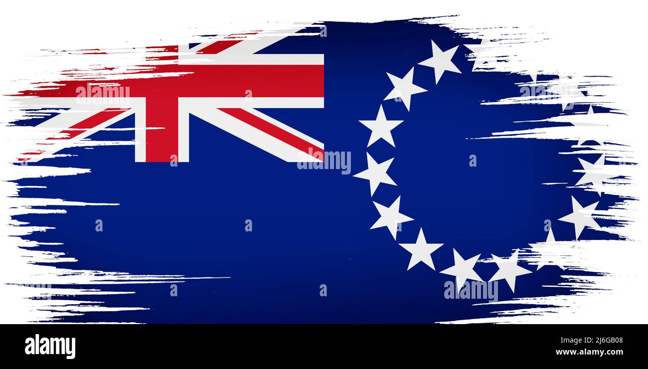 colorful hand-drawn brush strokes painted national country flag of Cook ...