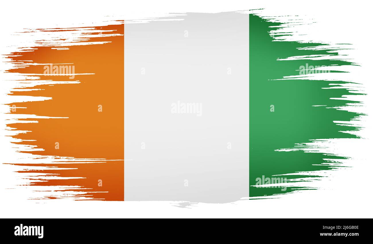 colorful hand-drawn brush strokes painted national country flag of Cote ...