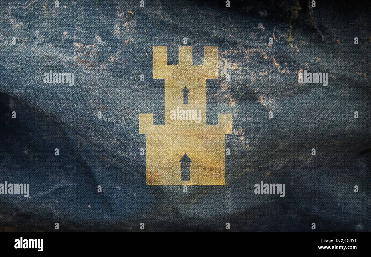 Top view of retro flag Finnmark, Norway with grunge texture. Norwegian ...