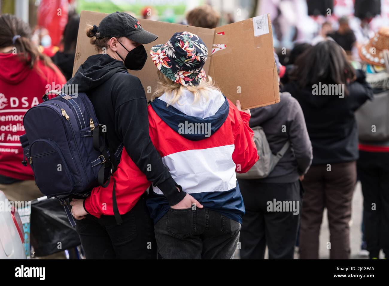 Seattle, USA. 1st May, 2022. The annual workers rights May Day March ...