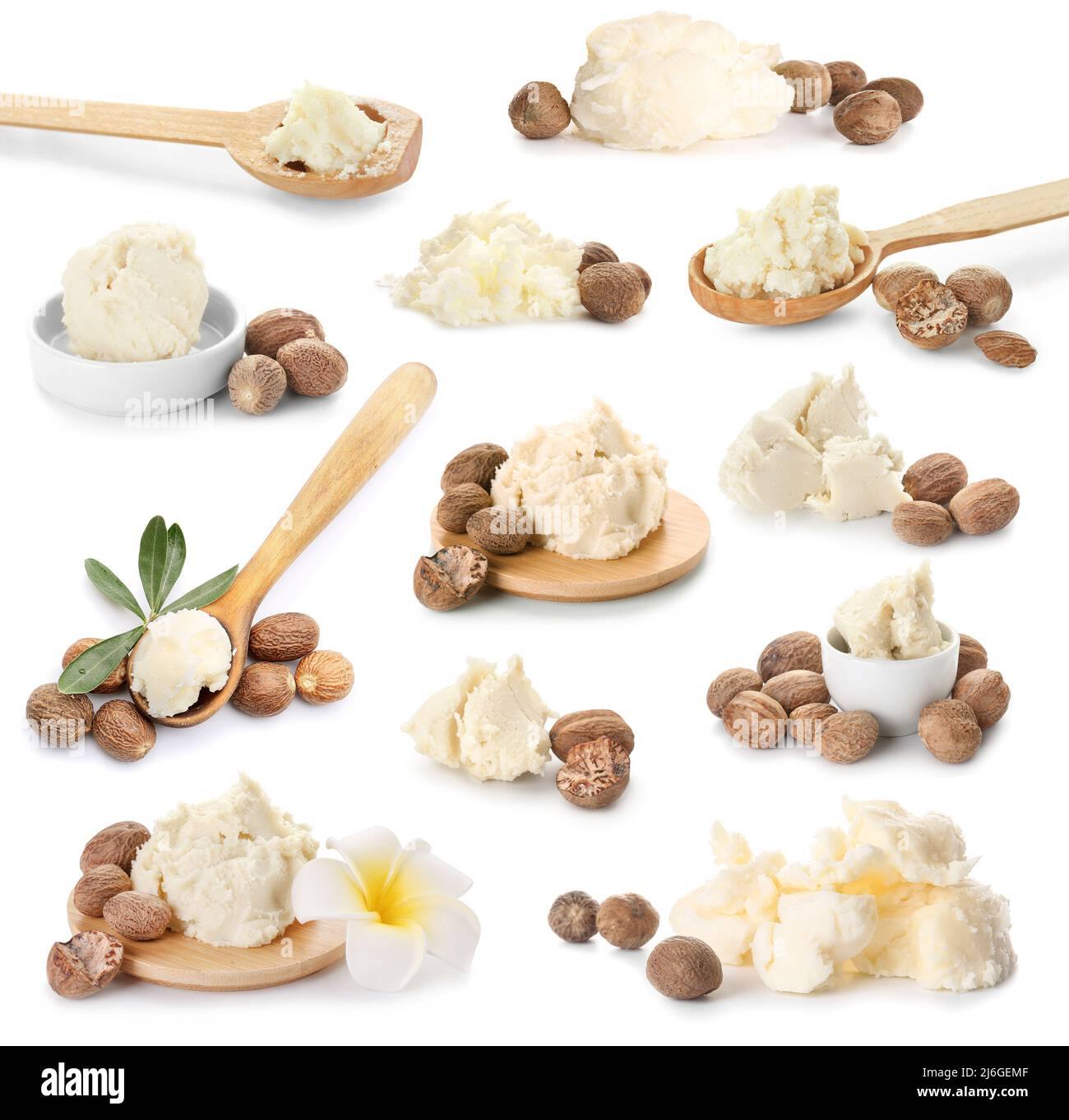 Set of shea butter isolated on white Stock Photo - Alamy