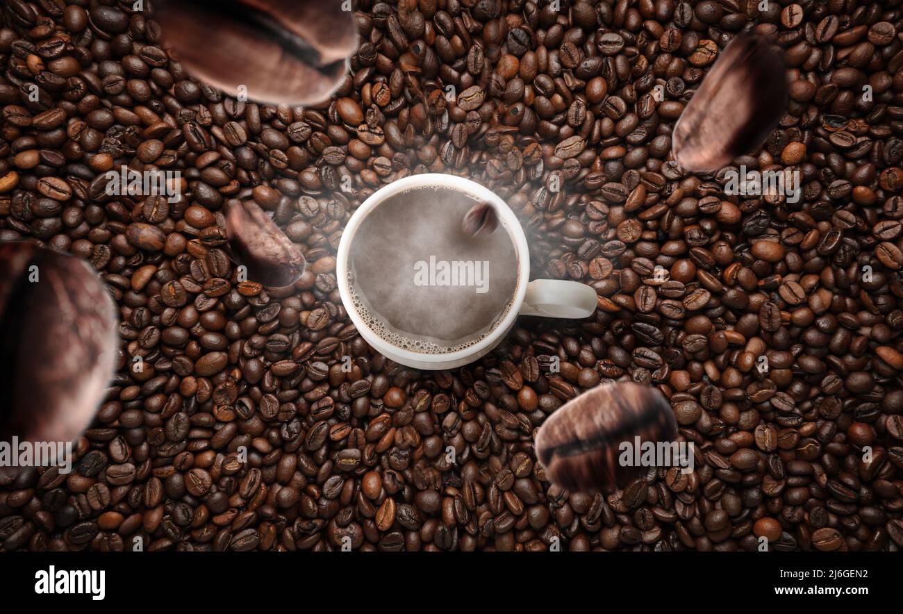 Top view coffee beans falling hi-res stock photography and images - Alamy