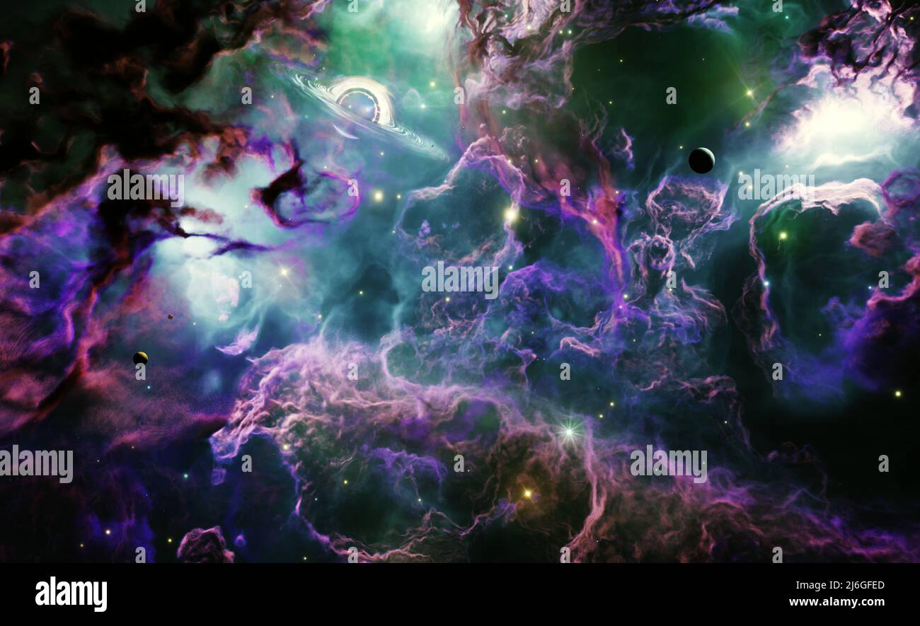 Nebula in outer space, planets and galaxy Stock Photo - Alamy