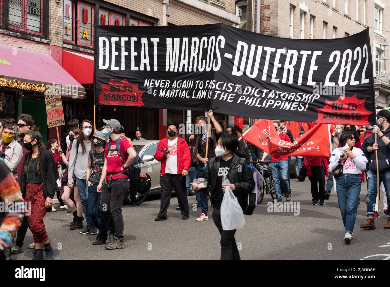 Seattle, USA. 1st May, 2022. The annual workers rights May Day March ...