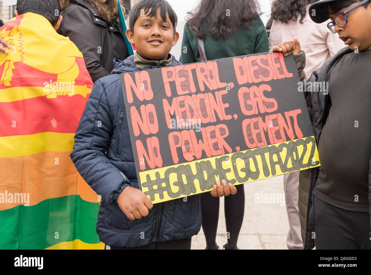 London, UK, 01 May 2022. Sri Lankans gather at Parliament Square ...