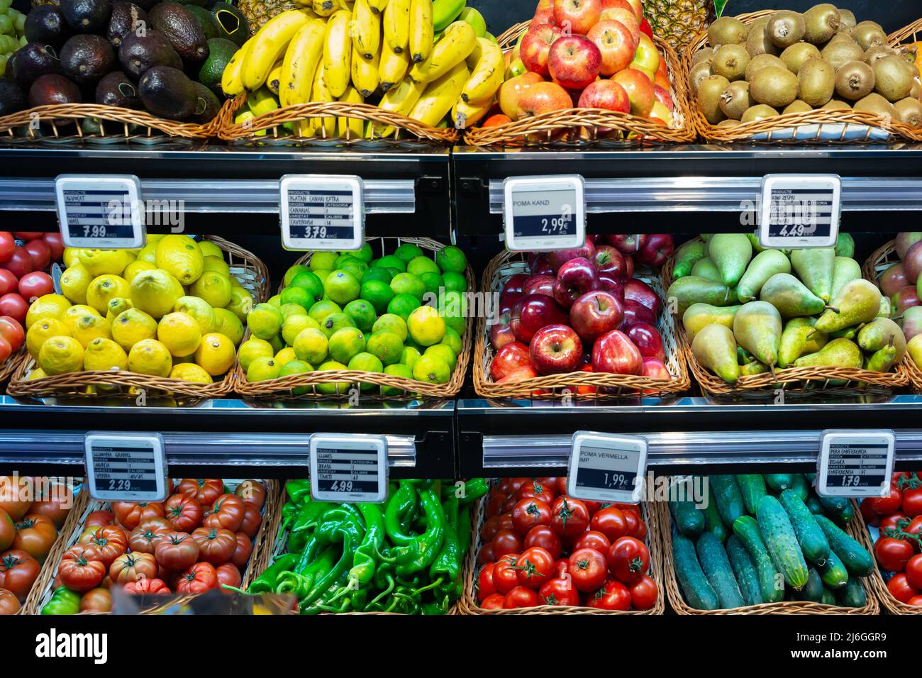 Vegetable and fruit section in supermarket Stock Photo - Alamy