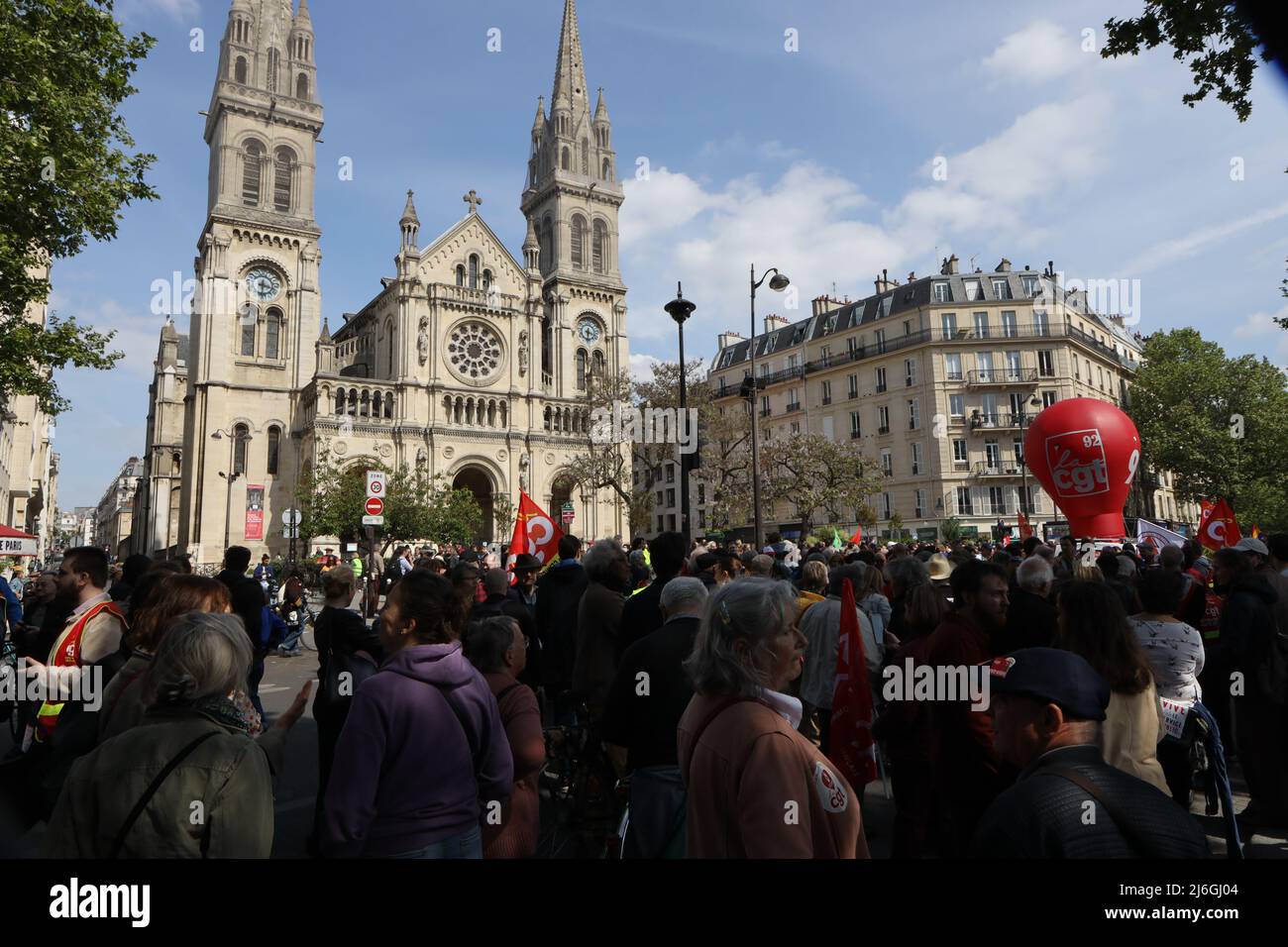 Demonstrators seen during the march from La Republique Square as they ...