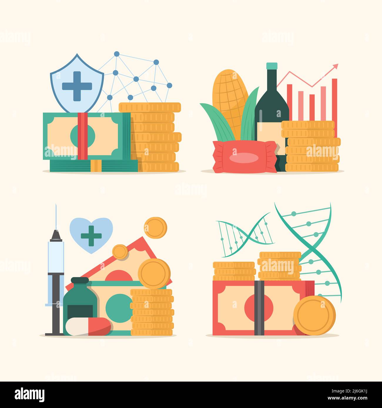 Healthcare Thematic Investment Illustration Set Stock Vector Image ...