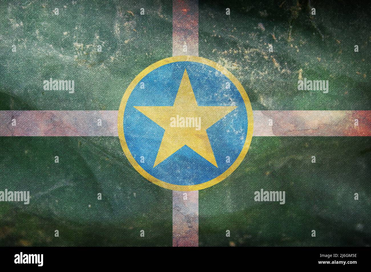 Top view of retro flag of Jackson, Mississippi, untied states of ...