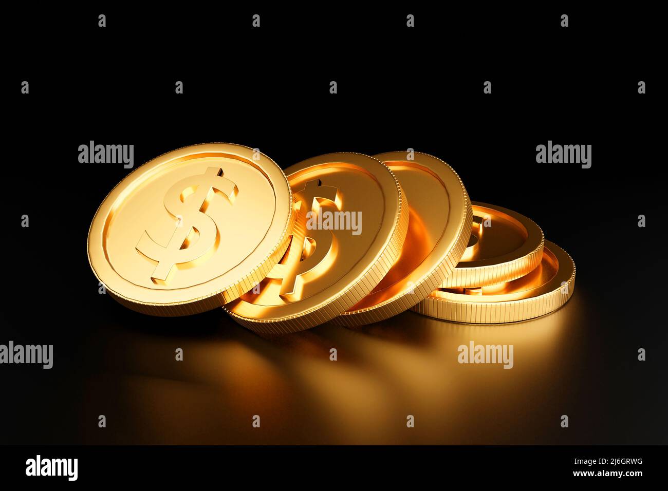 Stack of gold coin, business banking and financial concept. 3d render ...