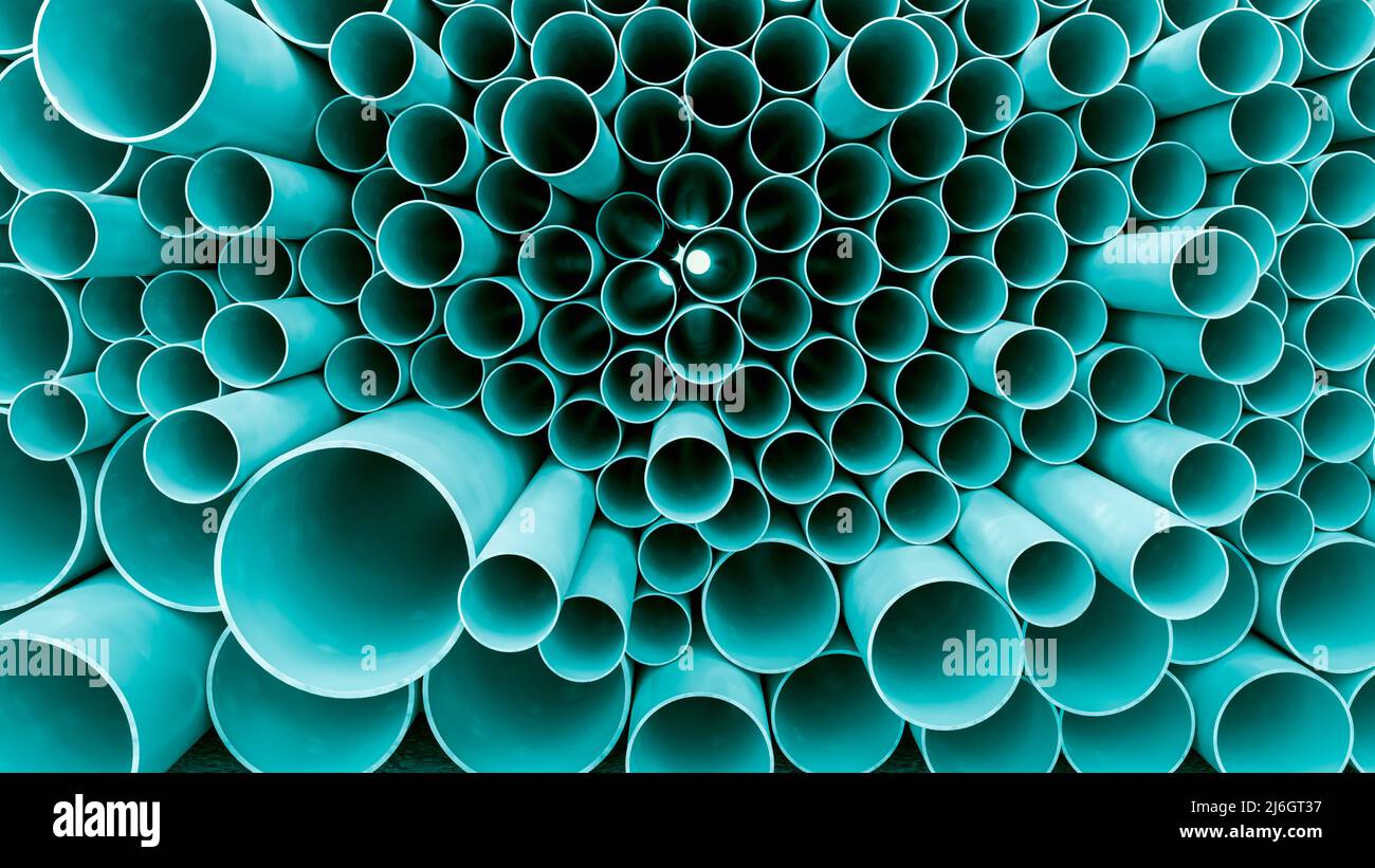PVC pipes stacking on ground in construction site, 3D rendering Stock ...