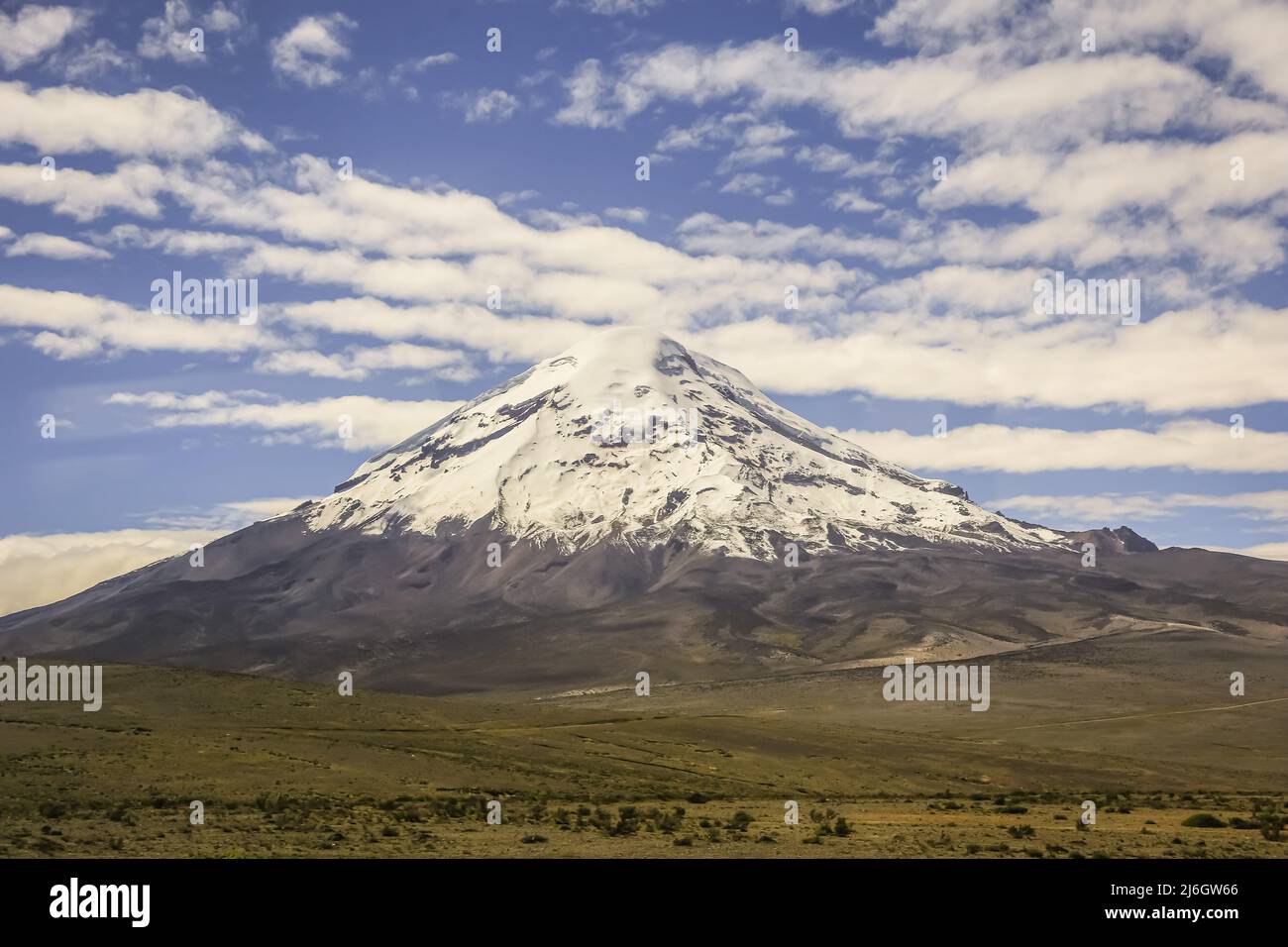 Chimborazo volcano in Ecuador with 6263 meters above sea level, located ...