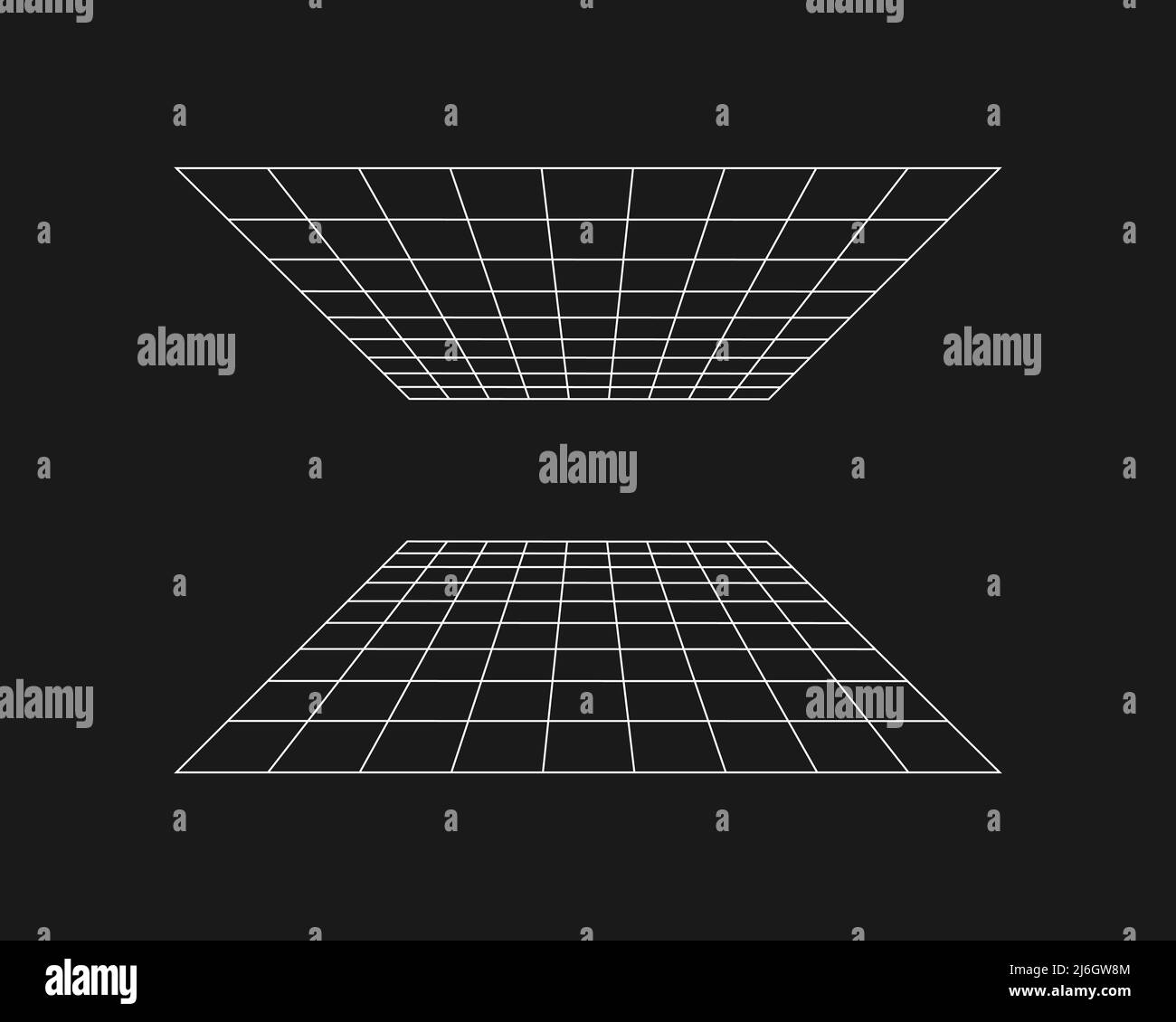 Cyber grid, retro punk perspective rectangular tunnel. Grid tunnel ...