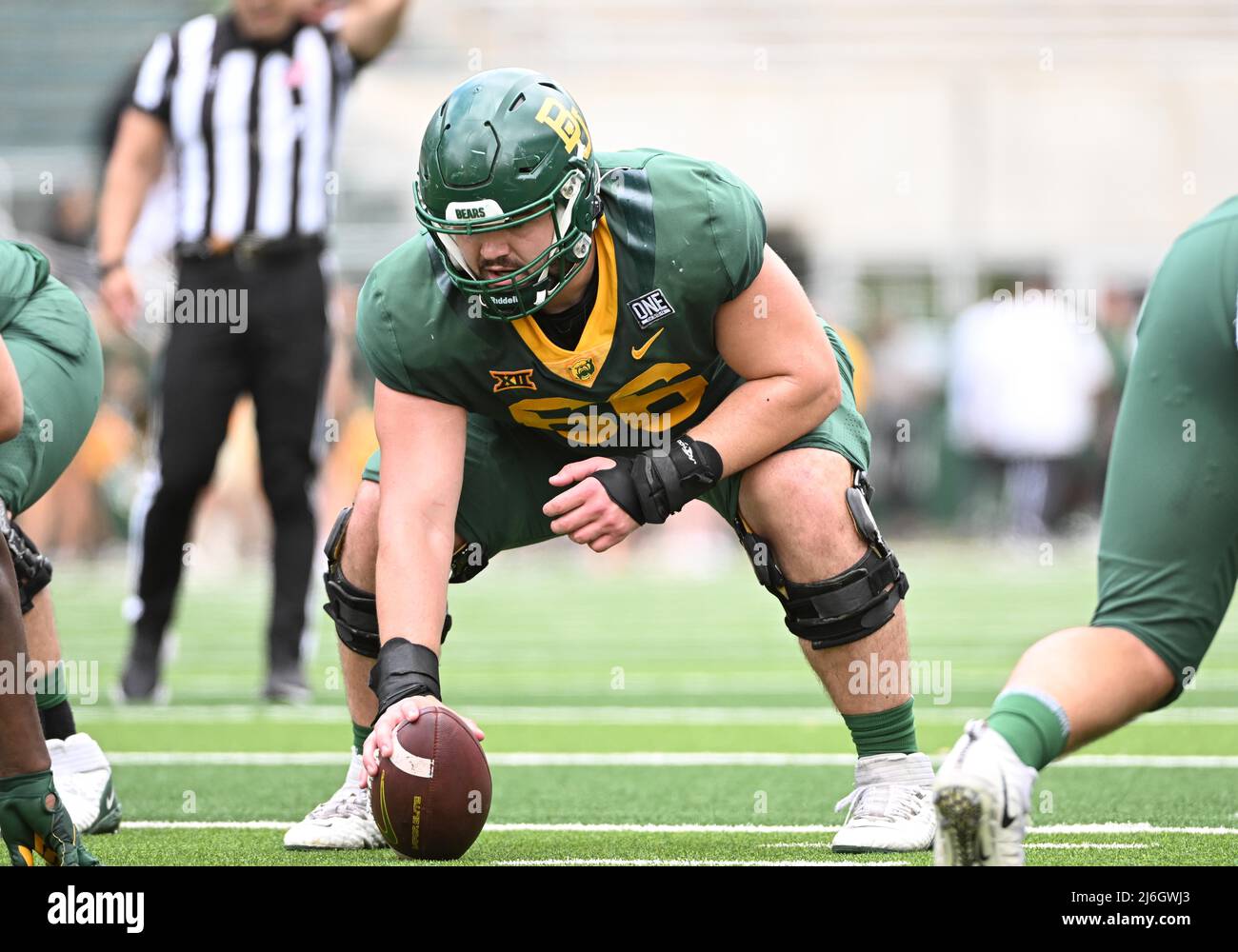 April 23 2022: Baylor Bears offensive lineman Jacob Gall (66) gets ...