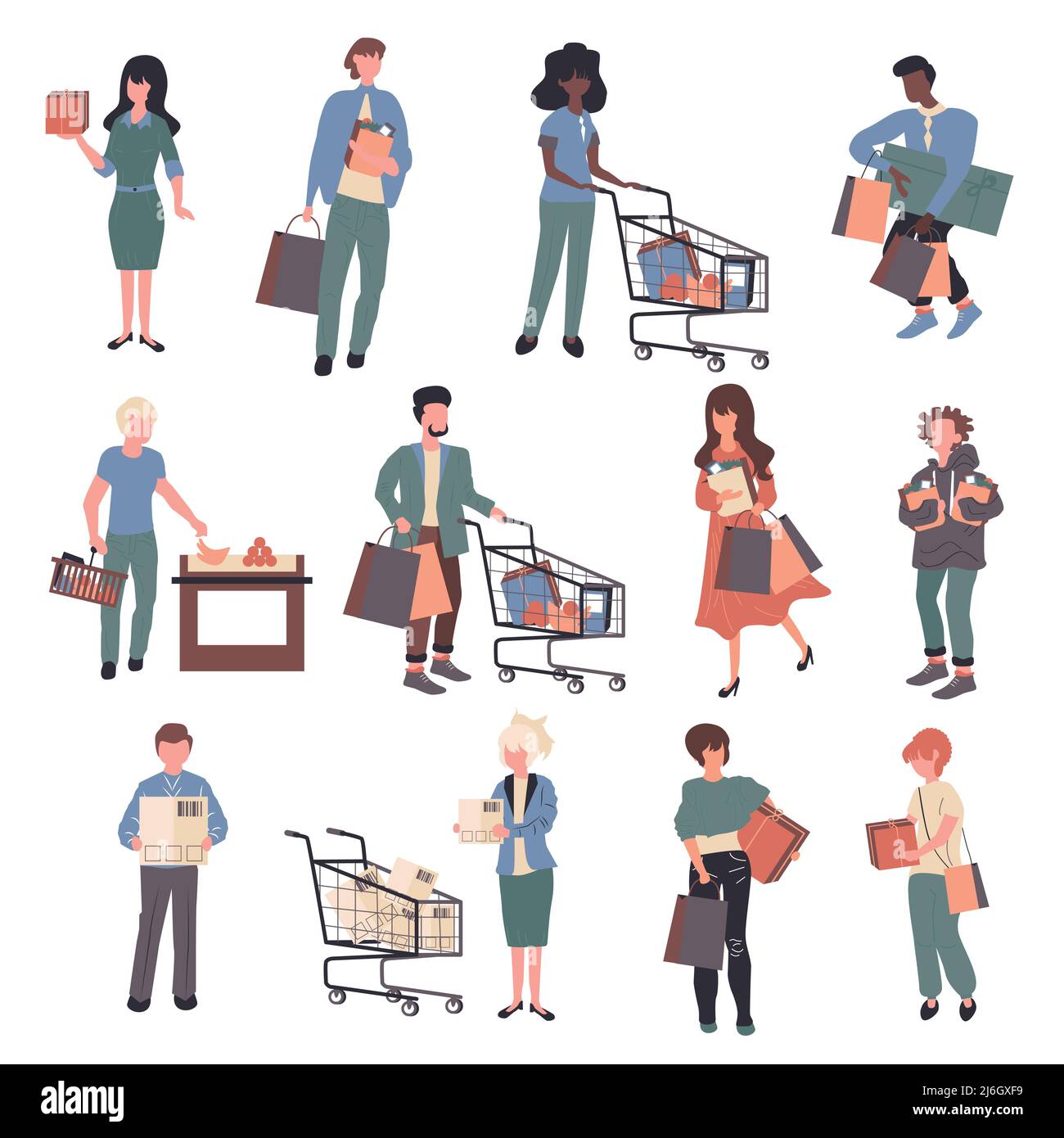 Women grocery shopping Stock Vector Images - Alamy