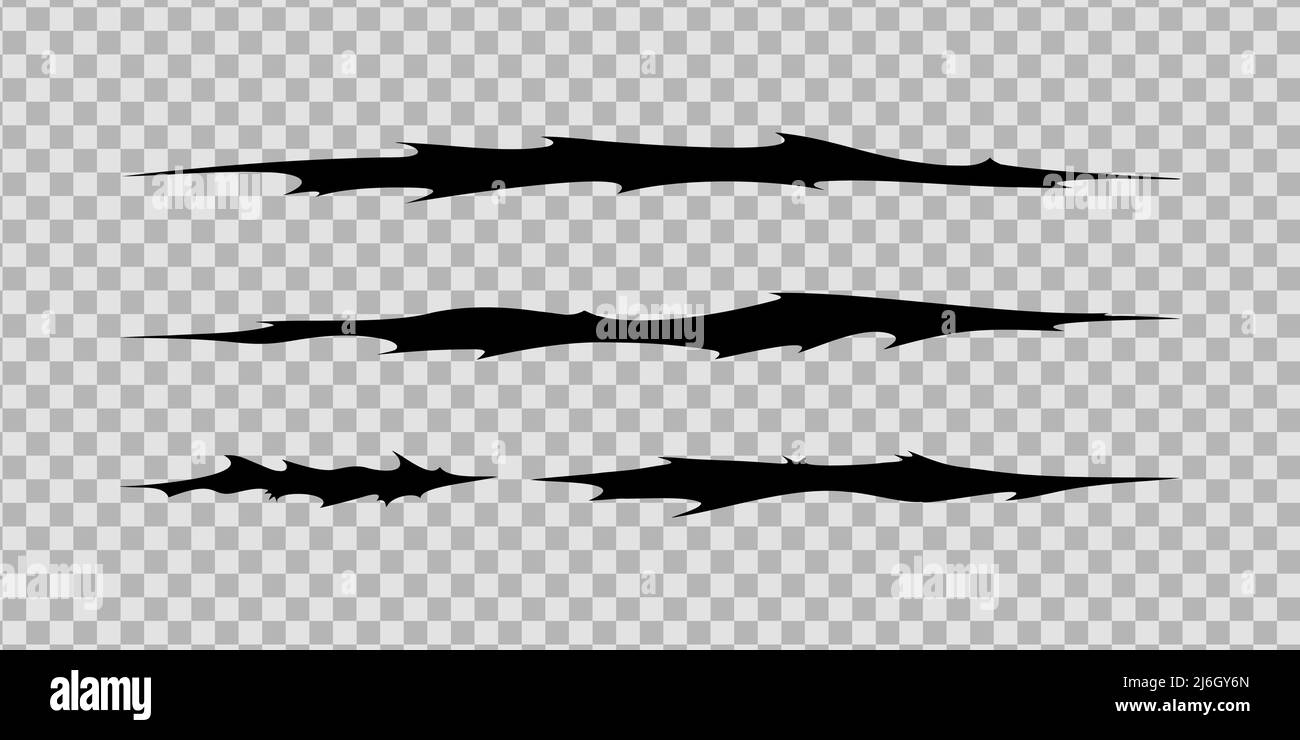 Claw scratches of wild animal. Cat scratches marks isolated in ...