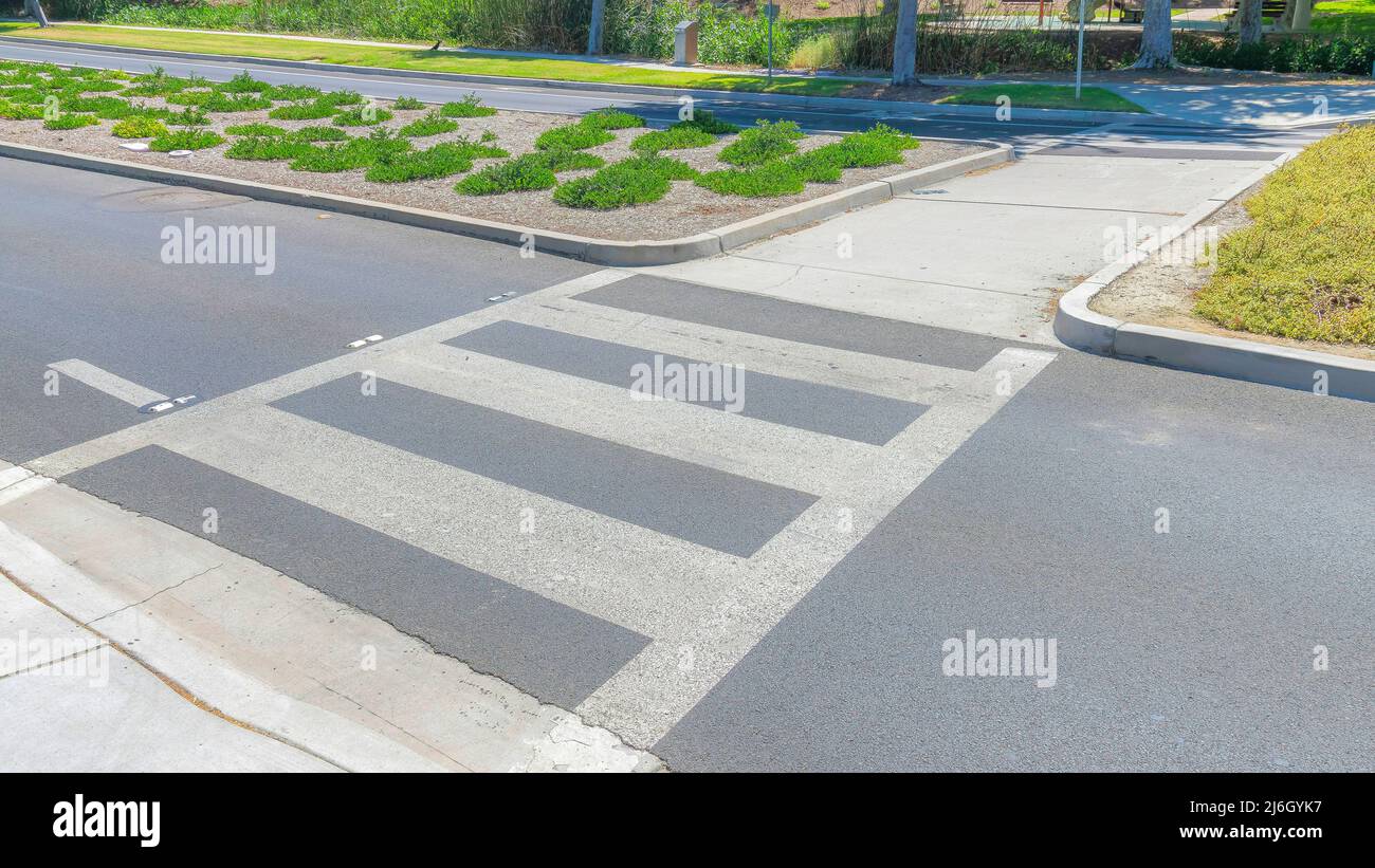 Panorama Crosswalk with pedestrian lanes at Ladera Ranch in California ...