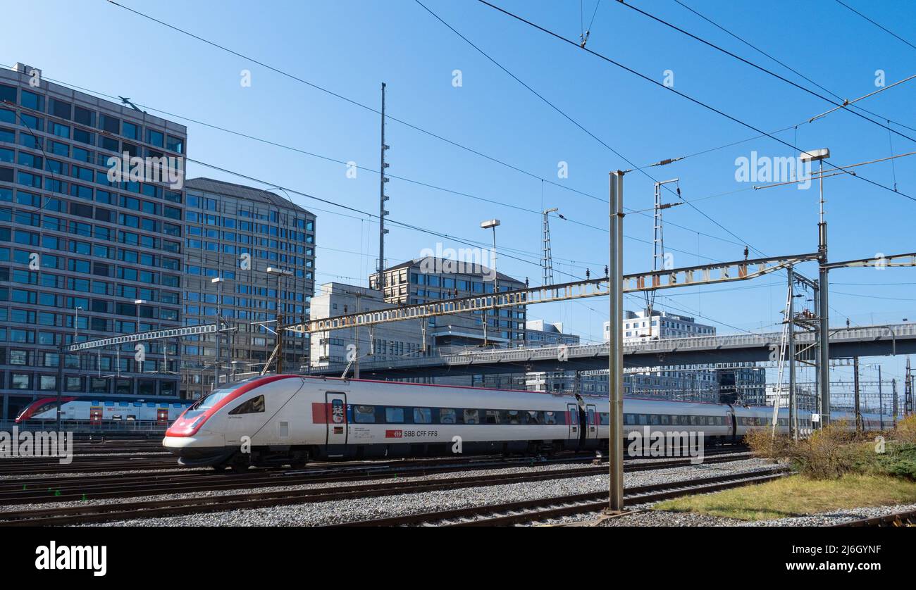 Zurich, Switzerland - March 5th 2022: An ICN intercity train in front ...