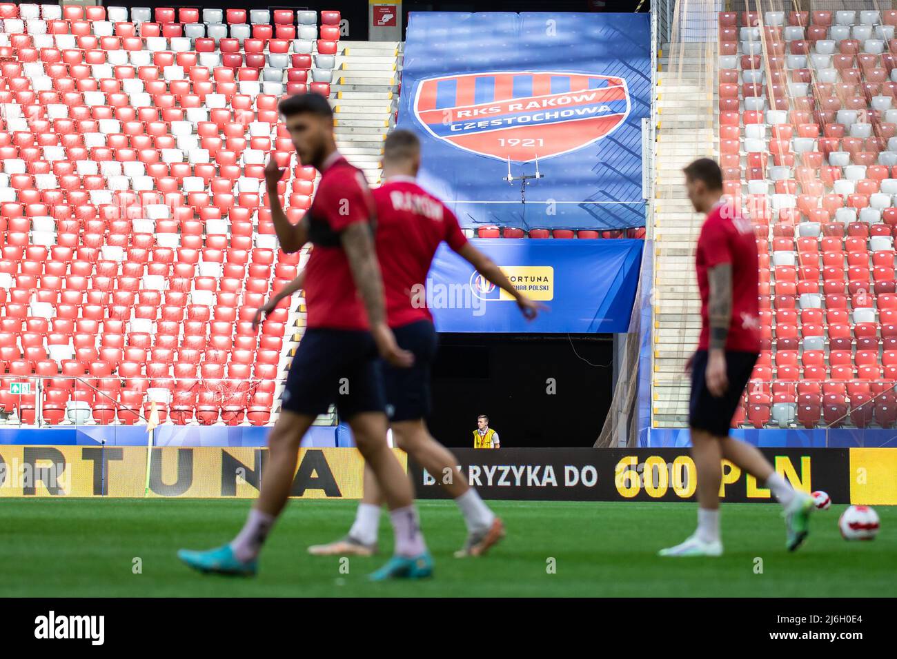 A view of the crest Rakow Czestochowa during the official training ...